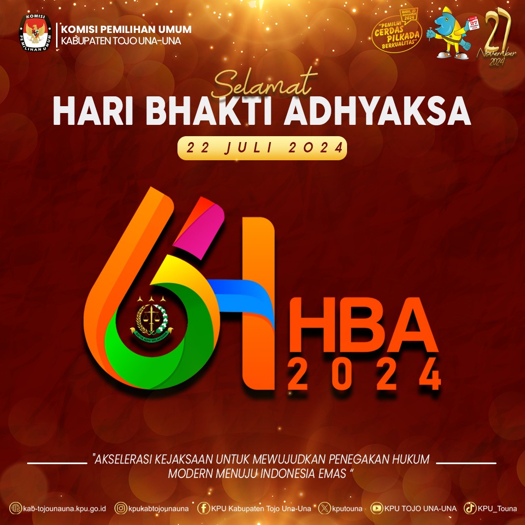 KPU Touna Ucapkan Selamat Hari Bhakti Adhyaksa ke-64 Tahun 2024 ...